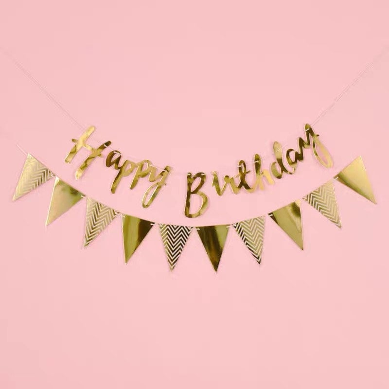 Happy Birthday Banner, Triangle Banner Decor, Birthday Party Banner ...