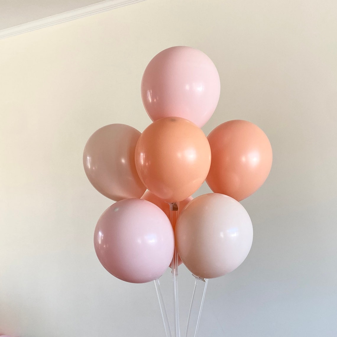 Matte Pastel Candy Pink Peach Double Stuffed Set Balloons for Birthday ...