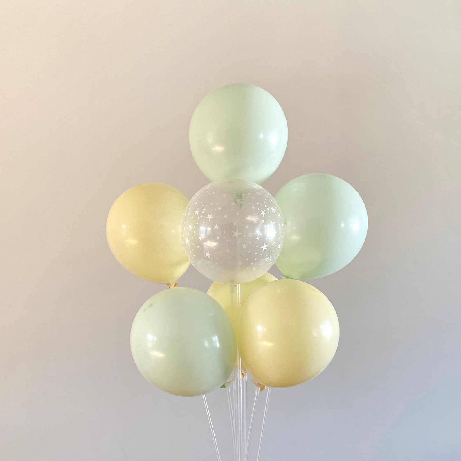 Pastel Yellow Green Double Layer Colors Balloon Set, Creamy Green ...