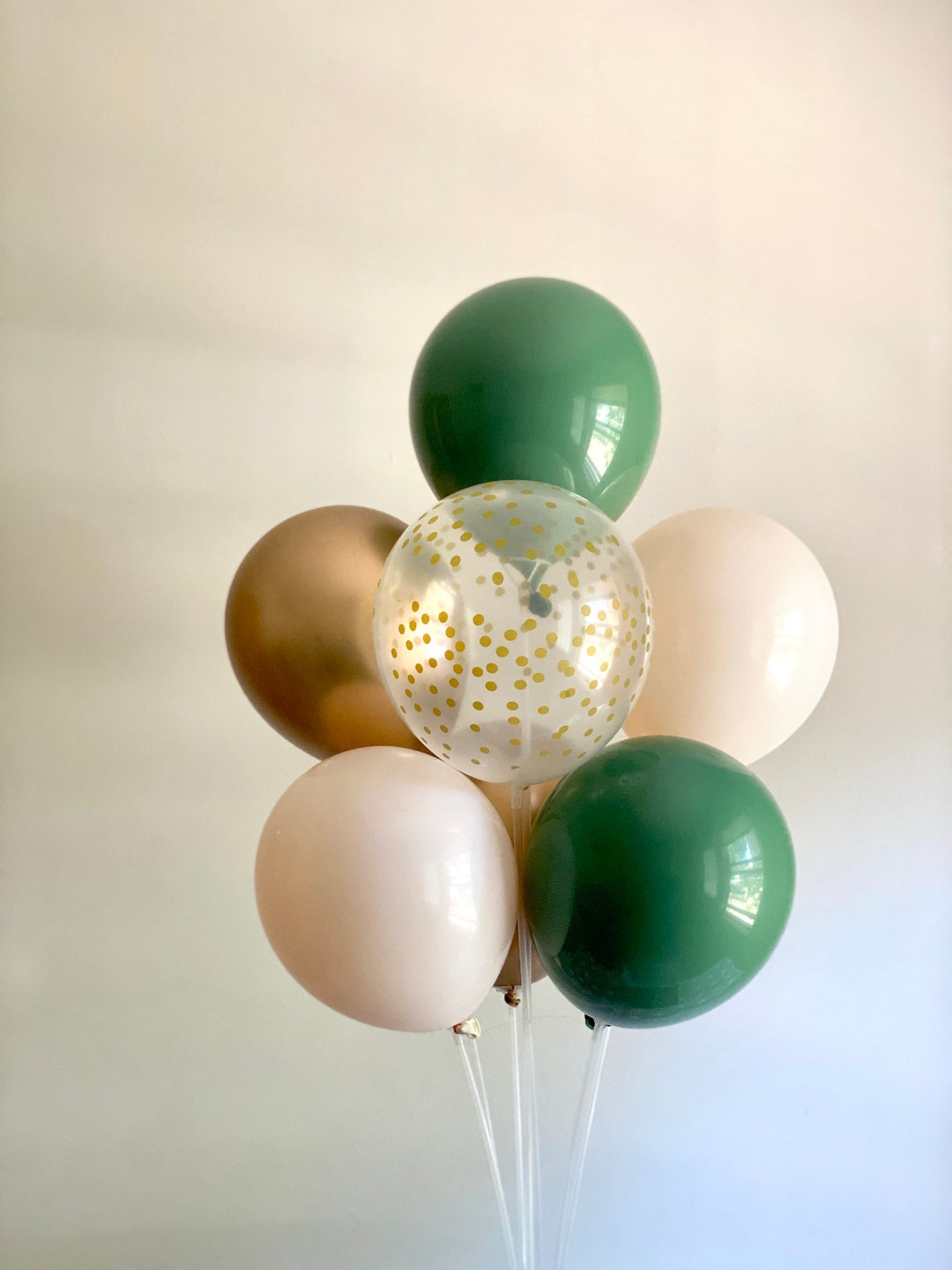 Sage Greenn Balloons- Chrome Gold Confetti Balloons Double Stuffed Set ...