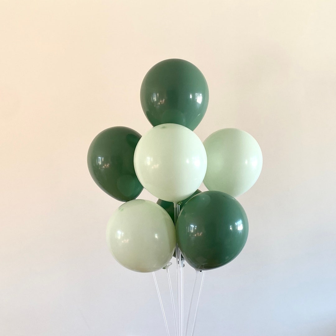 Dark Green Creamy Green Double Stuffed Balloons Set for Party, Green ...