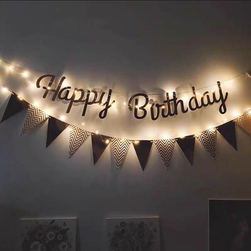 Happy Birthday Banner, Triangle Banner Decor, Birthday Party Banner ...