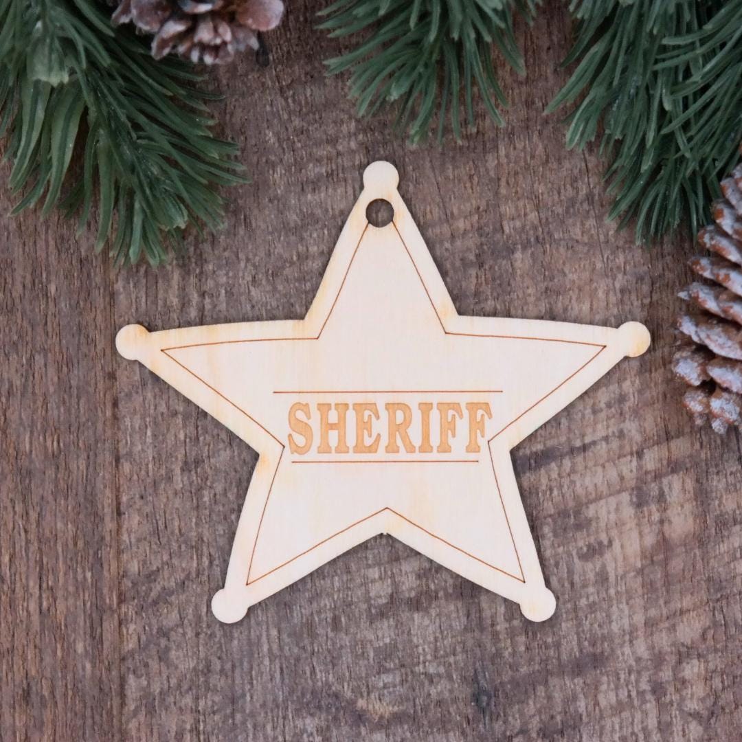 Sheriff Badge Wooden Ornament: Laser-cut Baltic Birch Holiday Decor - Etsy