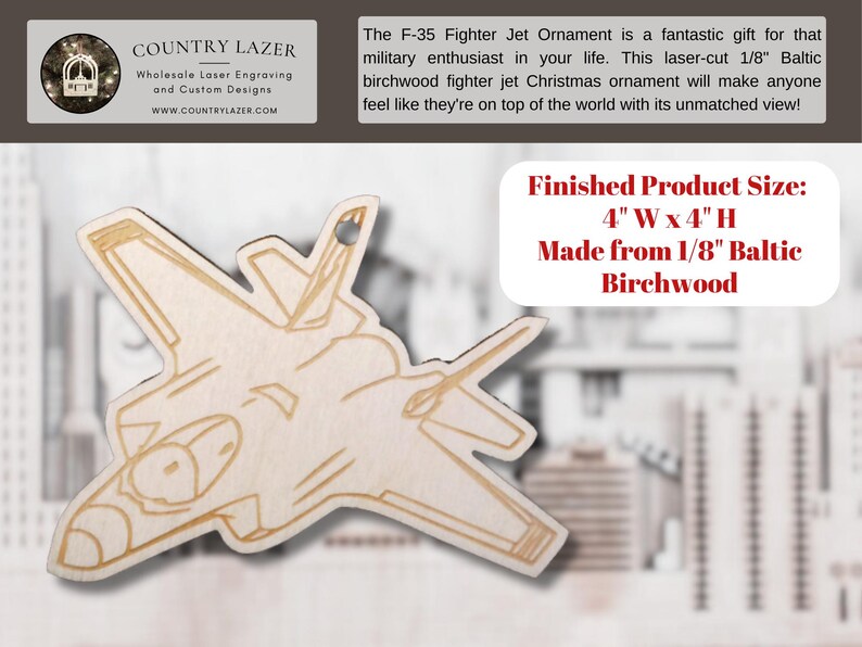 F-35 Fighter Jet Wooden Ornament - Etsy