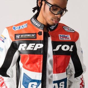 Racer Leather Jacket, Y2K Leather Jacket, NASCAR Leather Jacket, Racer ...