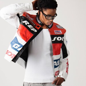 Racer Leather Jacket, Y2K Leather Jacket, NASCAR Leather Jacket, Racer ...