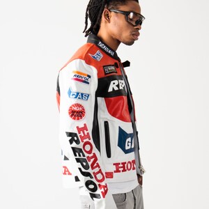 Racer Leather Jacket, Y2K Leather Jacket, NASCAR Leather Jacket, Racer ...