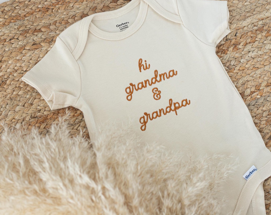 Embroidered Hi Grandma and Grandpa Onesie® or Tshirt Embroidered Gifts ...