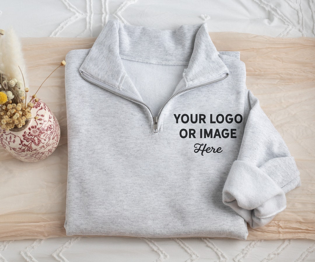 PRINTED Custom Business Logo Quarter Zip Sweatshirt, Custom Quarter Zip ...