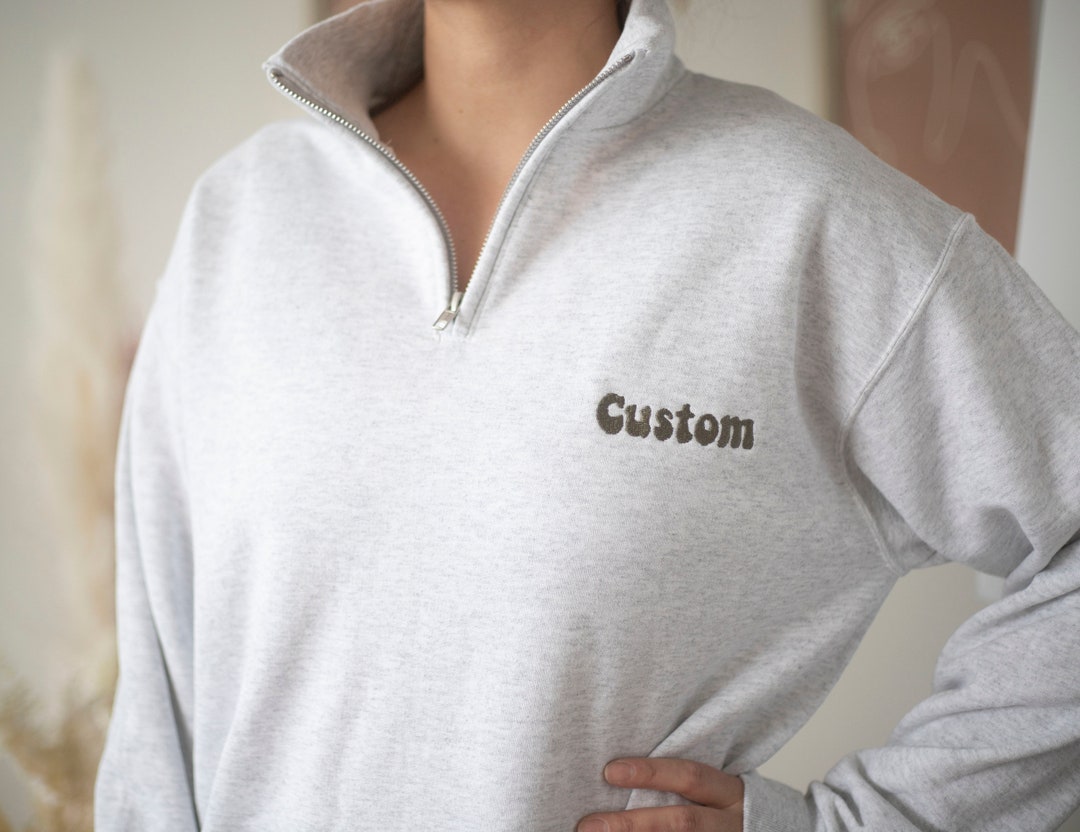 Custom Quarter Zip Sweatshirt, Custom Embroidered Quarter Zip Unisex ...