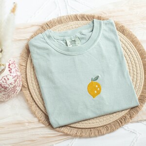 Embroidered Lemon Comfort Colors® Tshirt, Embroidered Lemon Tshirt for ...