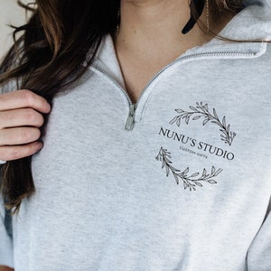 PRINTED Custom Business Logo Quarter Zip Sweatshirt, Custom Quarter Zip ...