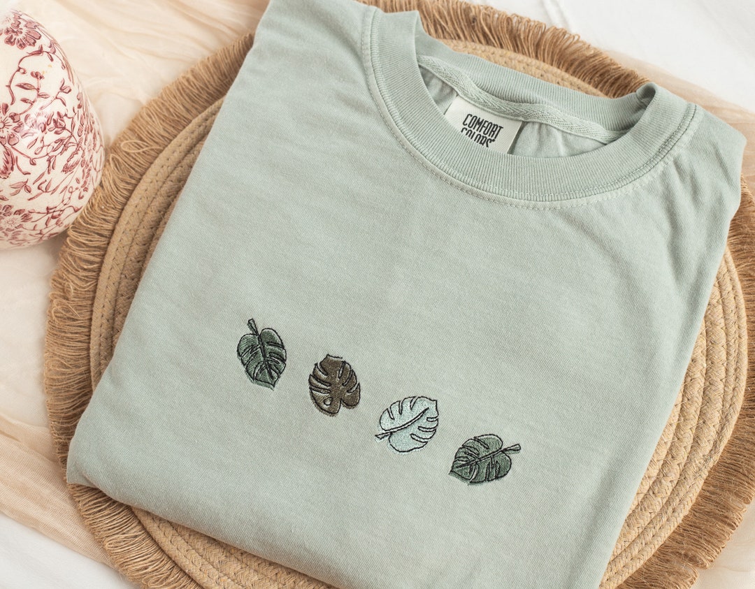 Embroidered Monstera Plant Tshirt, Embroidered Gardening Tshirt, Plant ...