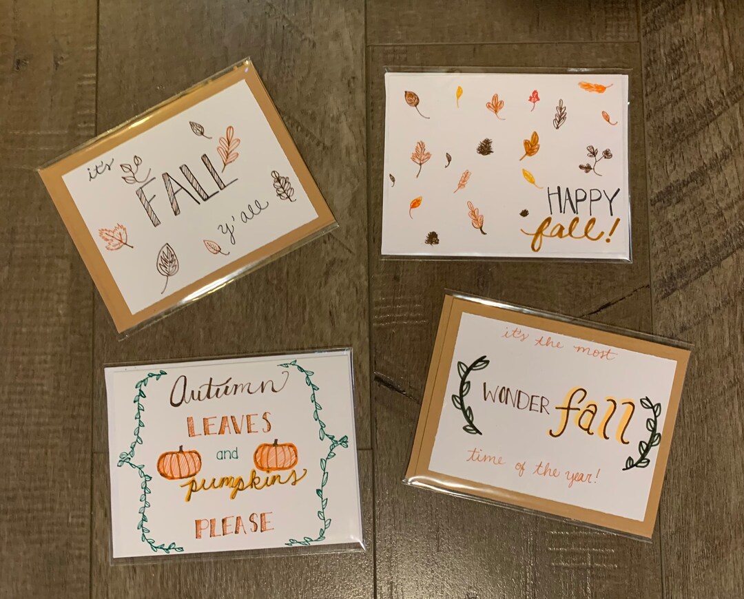 Bundle/set of 4 Handmade Fall-themed Cards - Etsy