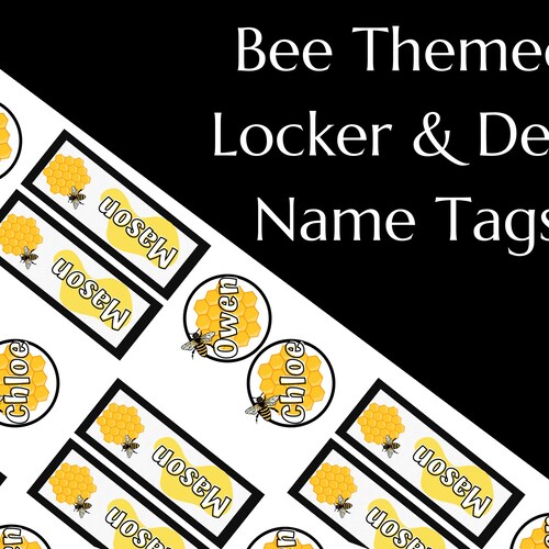 Editable Desk Name Plates Bee Desk Name Tags Classmate - Etsy