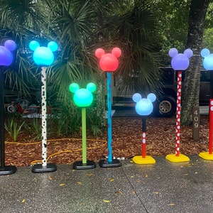 Mickey Lamp W/ Multi-color LED Lights + Post & Base; FREE Local Hand ...