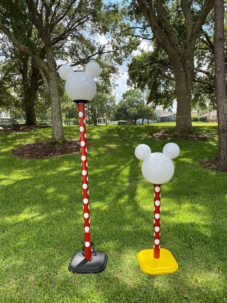 Short Post Mickey Lamp With Multi-color LED Lights, Short Pole & Base ...