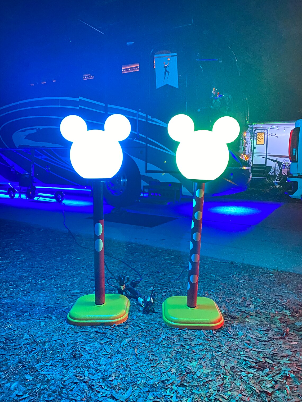 Short Post Mickey Lamp With Multi-color LED Lights, Short Pole & Base ...