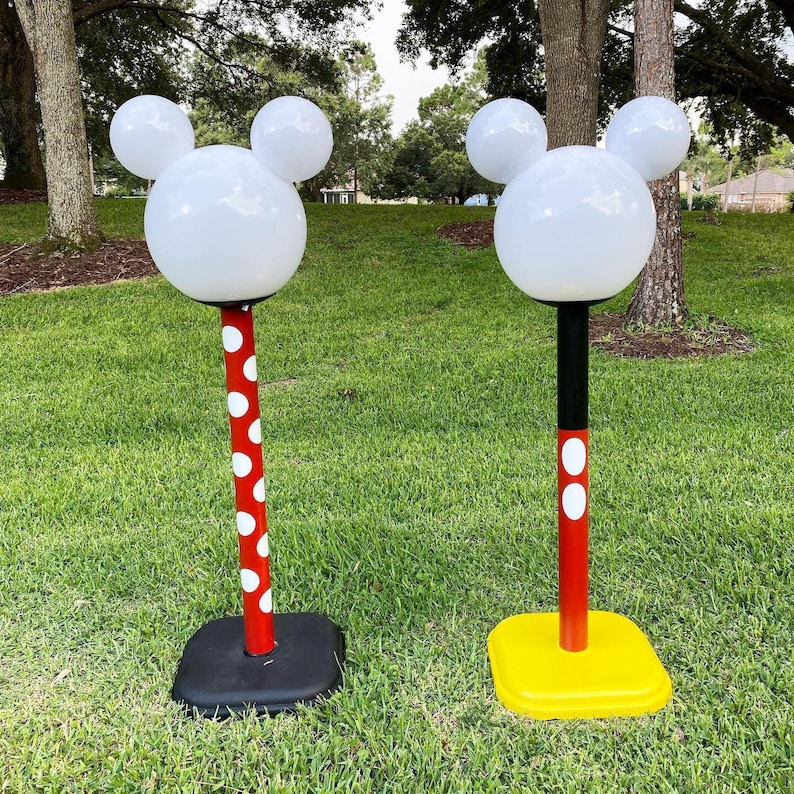 Short Post Mickey Lamp With Multi-color LED Lights, Short Pole & Base ...