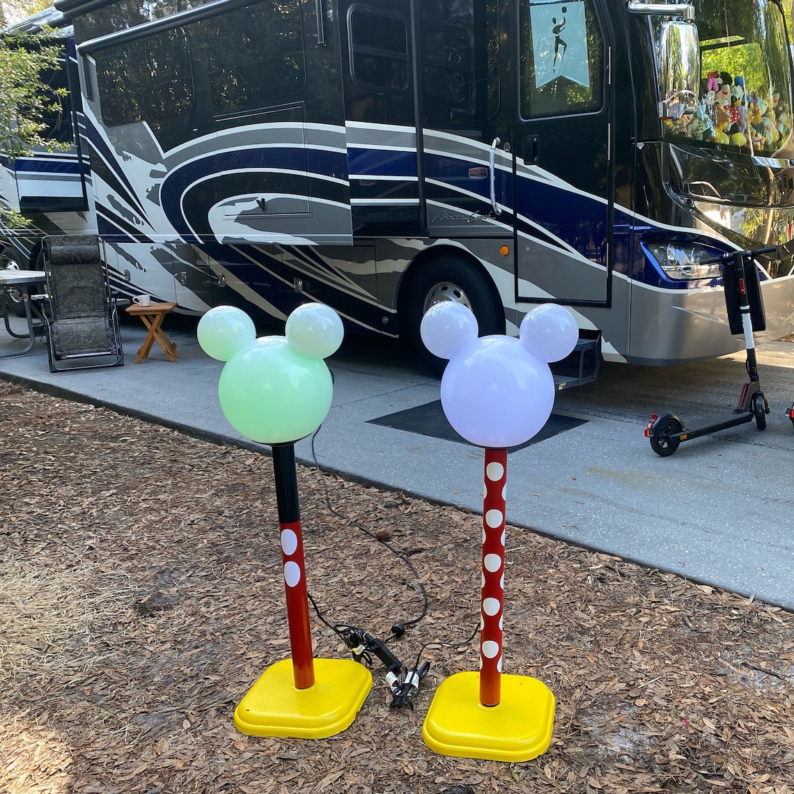 Short Post Mickey Lamp With Multi-color LED Lights, Short Pole & Base ...