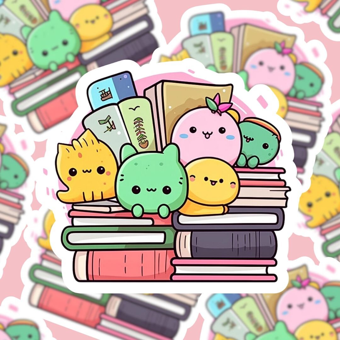 Cute Book Animal Die-cut Sticker - Book Lover Sticker - Reading Sticker ...