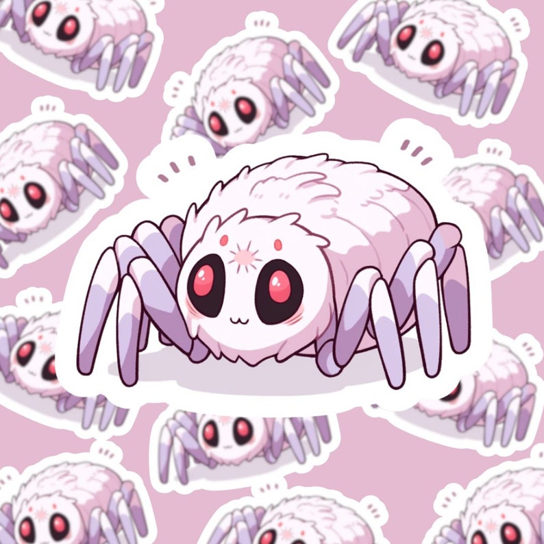 Colorful Fluffy Spider Die-cut Sticker - Cute Chibi Halloween ...