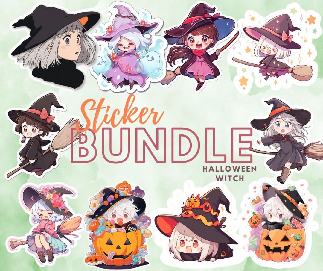 Die-cut Sticker Bundle - Halloween Witch Stickers - Waterproof Decal - Etsy