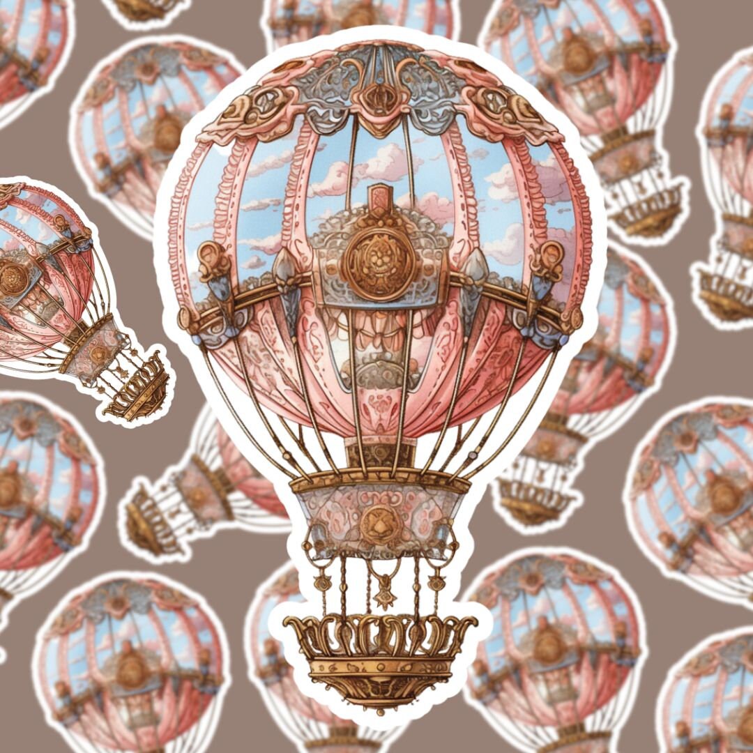 Steampunk Hot Air Balloon - Victorian Waterproof Decal - Gift for ...