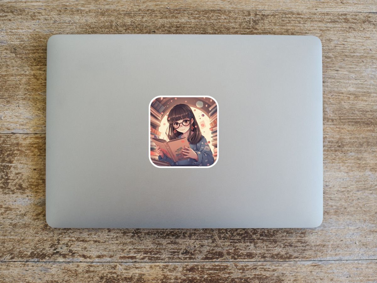 Anime Girl Die-cut Sticker Cute Kawaii Sticker Reading Bookish Sticker ...