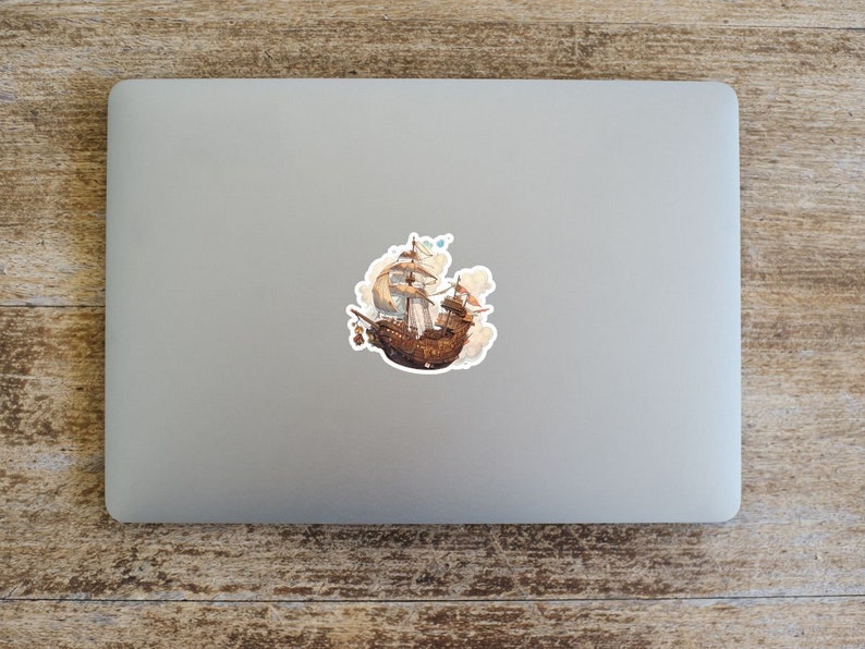 Steampunk Pirate Ship Sticker - Waterproof Vinyl Decal for Laptops ...