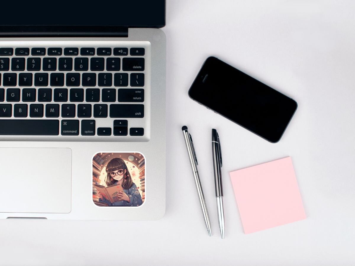 Anime Girl Die-cut Sticker Cute Kawaii Sticker Reading Bookish Sticker ...