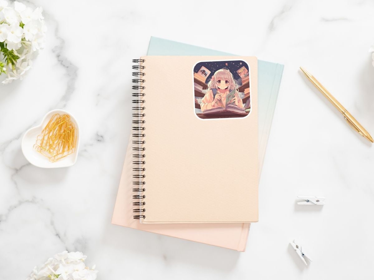 Adorable Anime Girl Sticker Kawaii Die-cut Sticker Bookish Sticker Cute ...