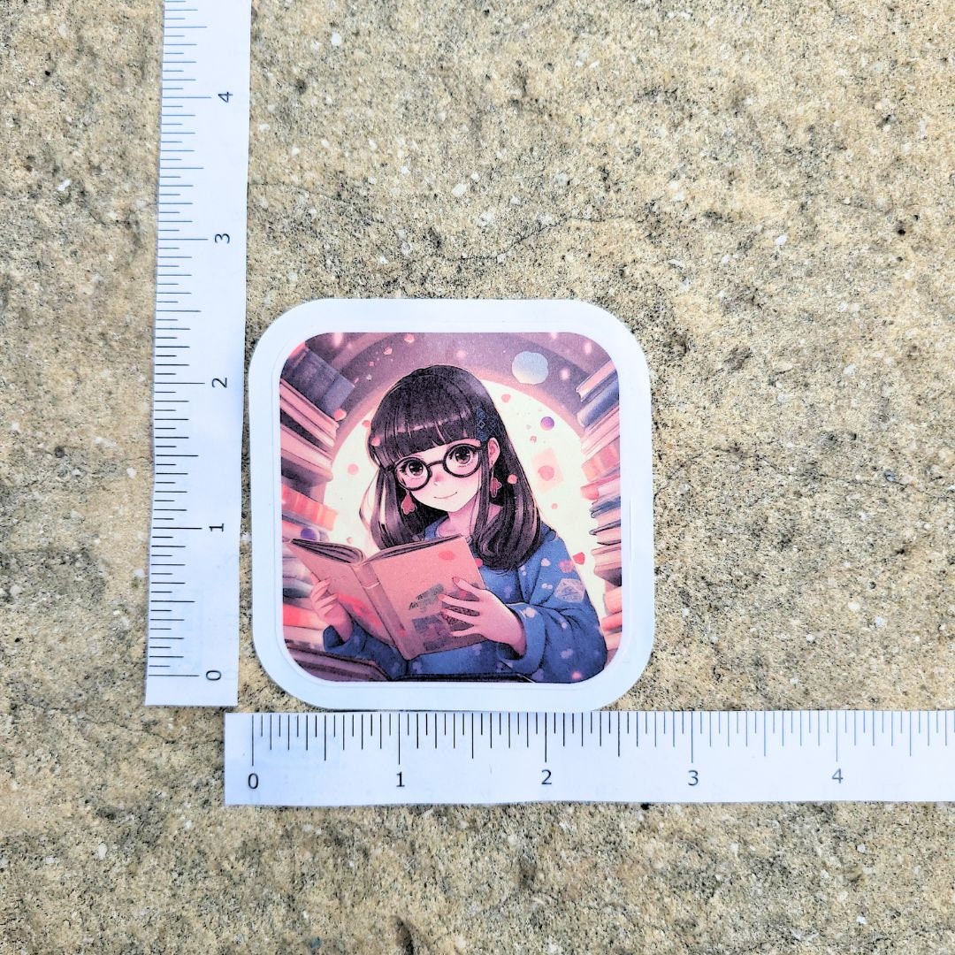 Anime Girl Die-cut Sticker Cute Kawaii Sticker Reading Bookish Sticker ...