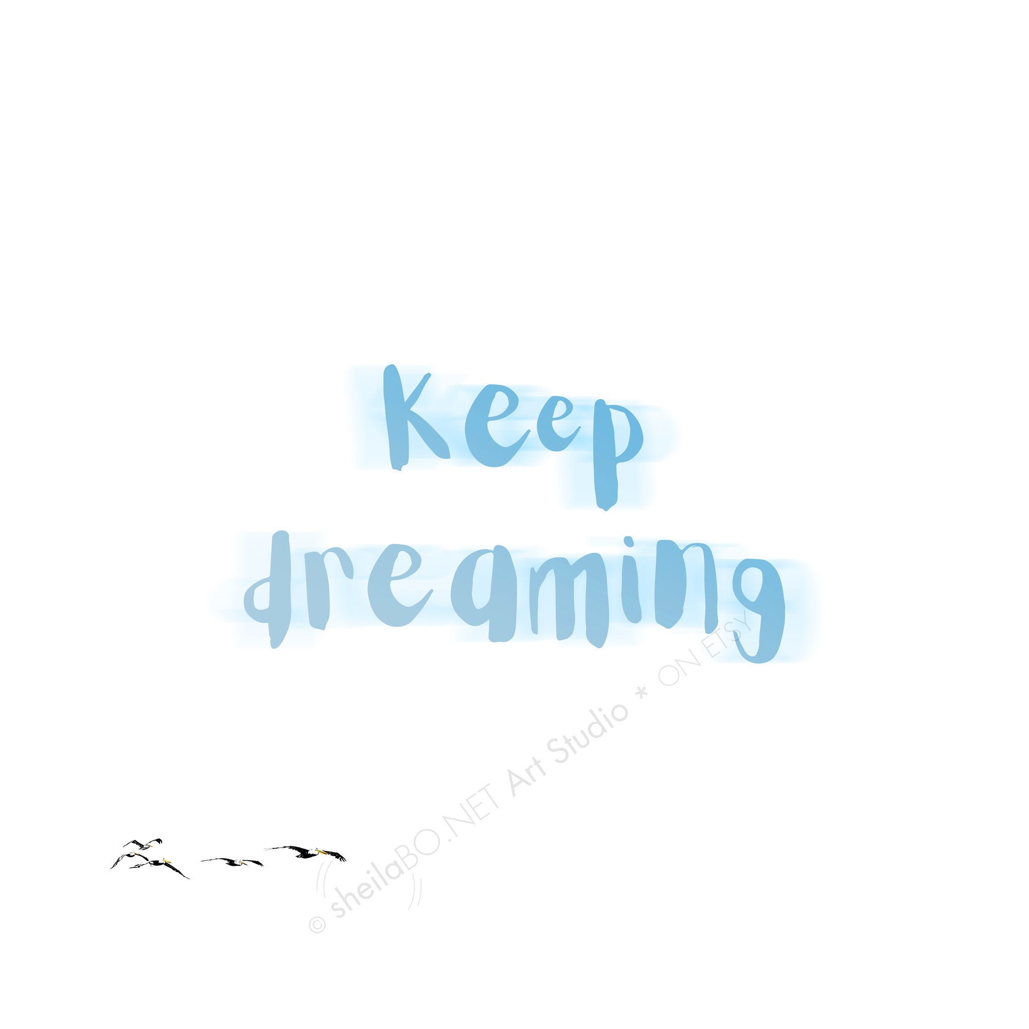 2 Piece Keep Dreaming Keep Flying Wall Art Print, Set 2 Flying Pelicans ...