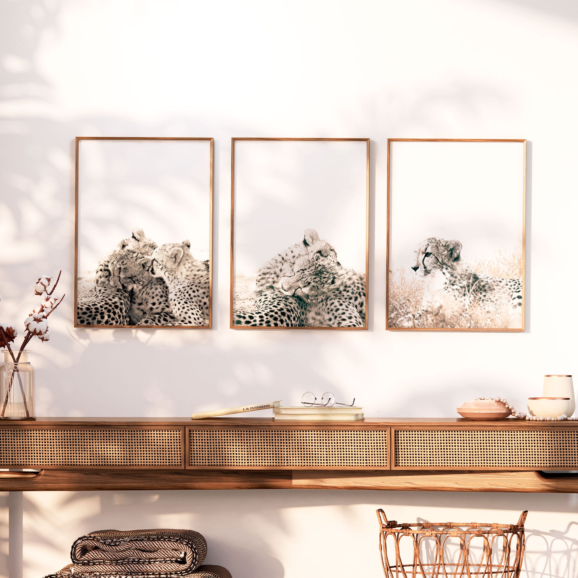 Cheetah Gallery Wall for a Living Room Decor. Cheetah Wall - Etsy