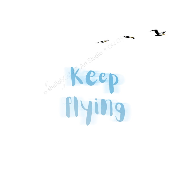2 Piece Keep Dreaming Keep Flying Wall Art Print, Set 2 Flying Pelicans ...