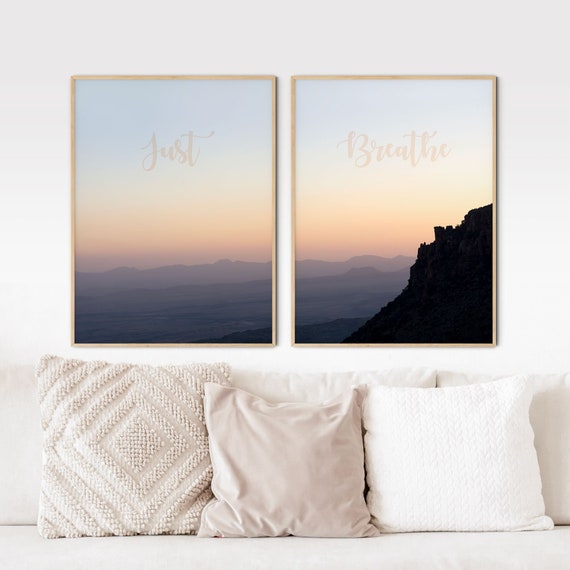 Just Breathe Print Inspirational Quote Printable Hiking - Etsy
