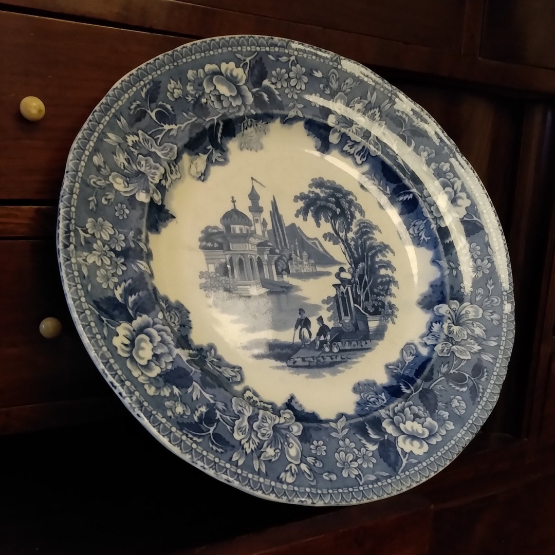 Old Ironstone Bosphorus Plate Blue Cobalt Crockery Istanbul 1860s ...