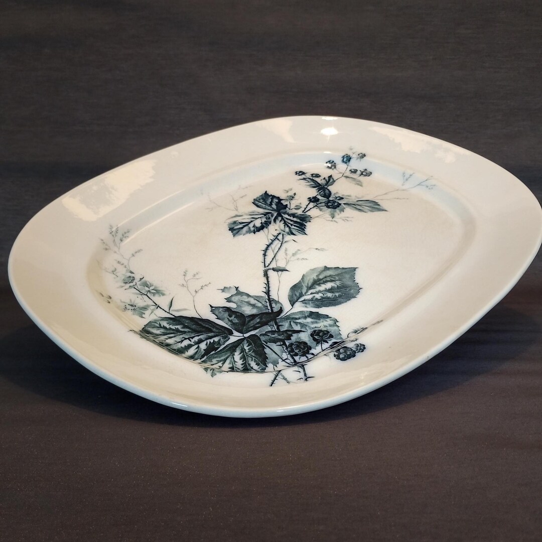 Antique Villeroy & Boch Serving Tray: Rubus Blue Transferware, Early ...