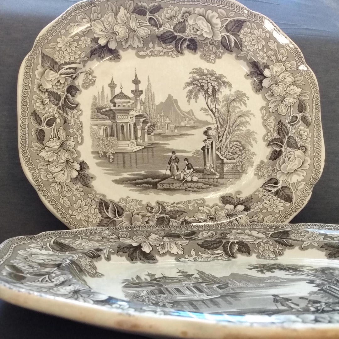 Large Brown Transferware Tray Crockery - Bosphorus Istanbul Faience ...