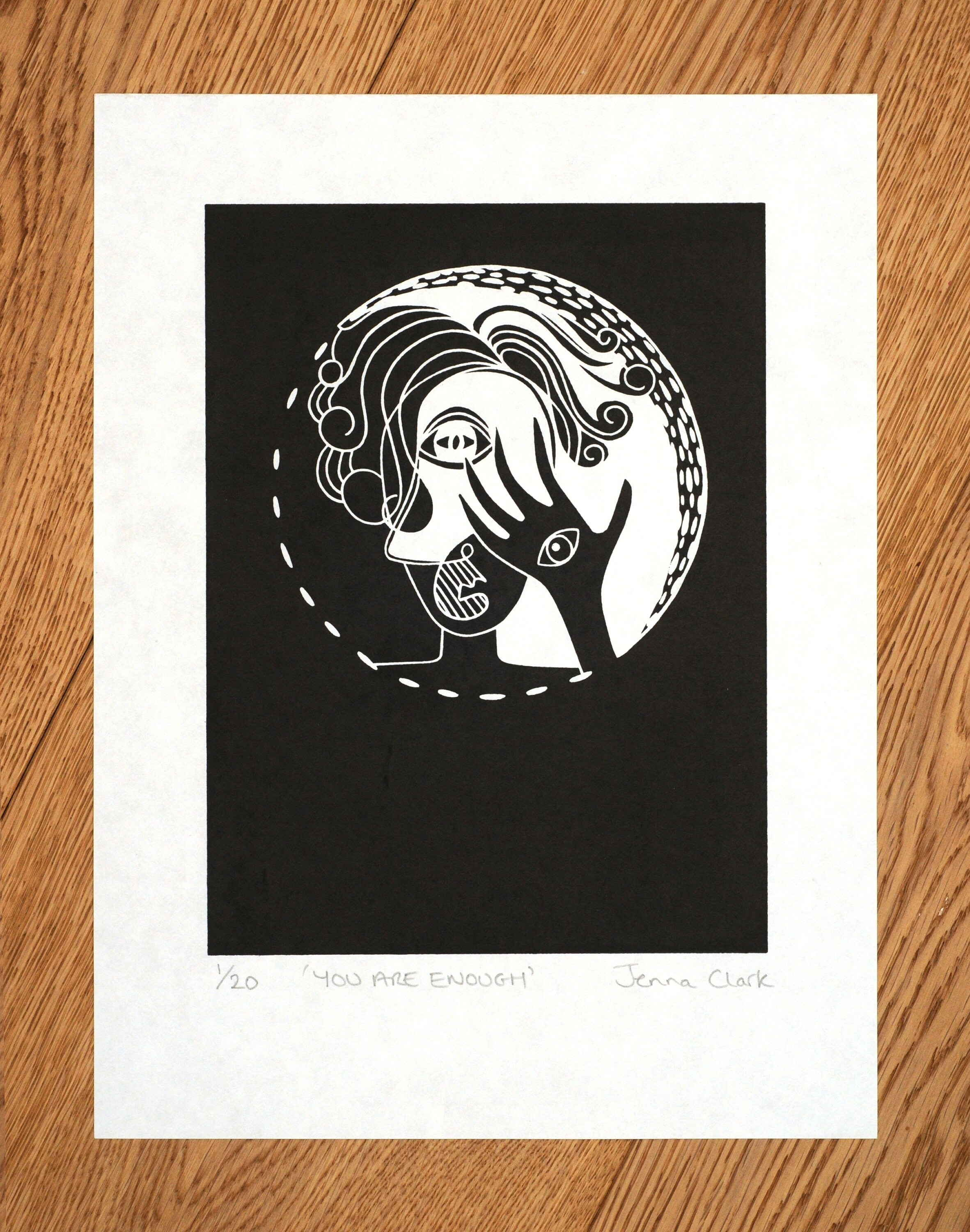 An original, limited edition, abstract woman lino print, hand printed ...