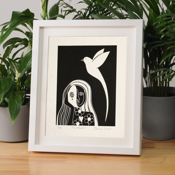 Abstract Linocut - Etsy