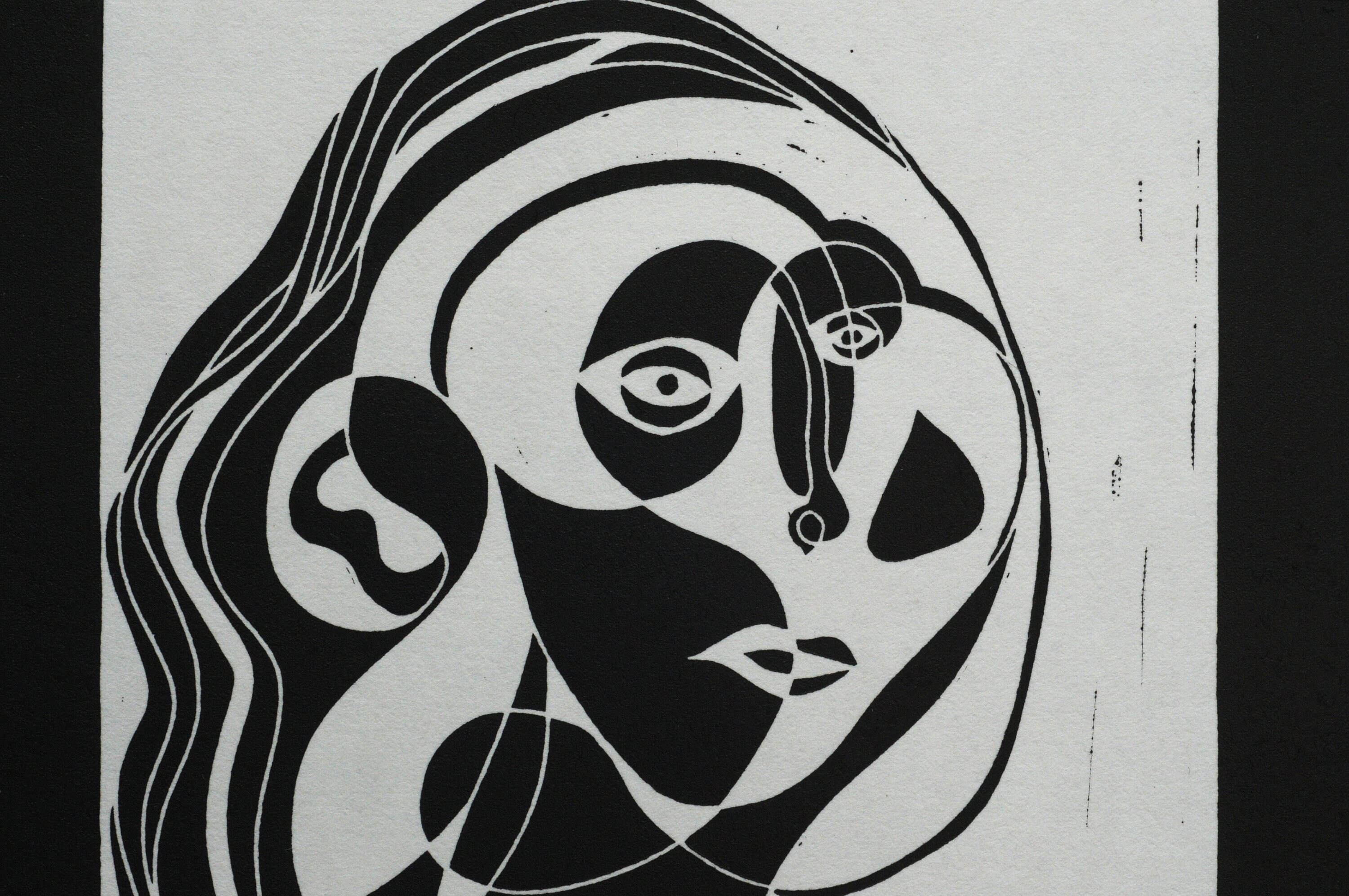 An Original, Limited Edition, Abstract Woman, Lino Print, Hand Printed ...