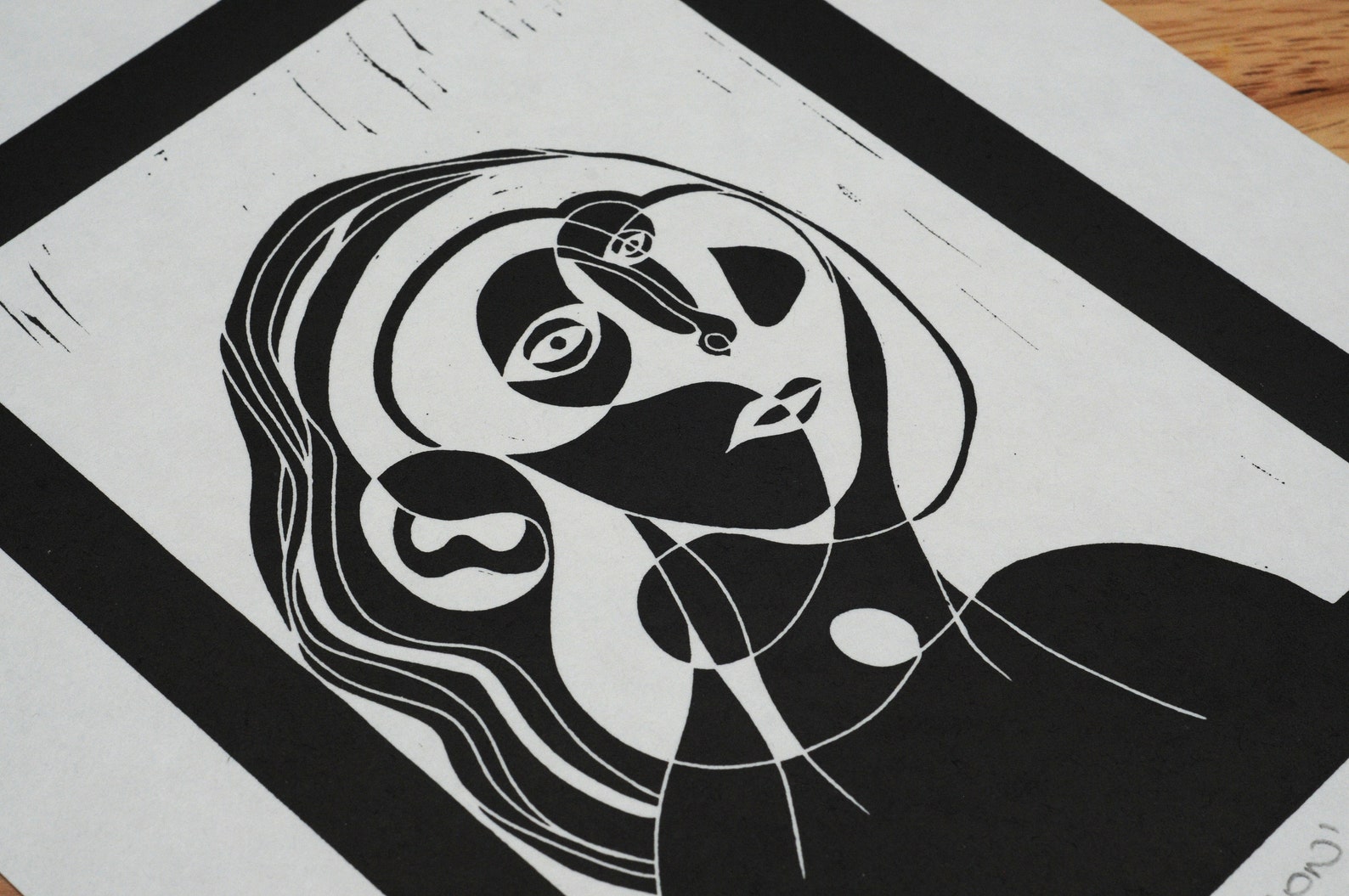 An Original, Limited Edition, Abstract Woman, Lino Print, Hand Printed ...