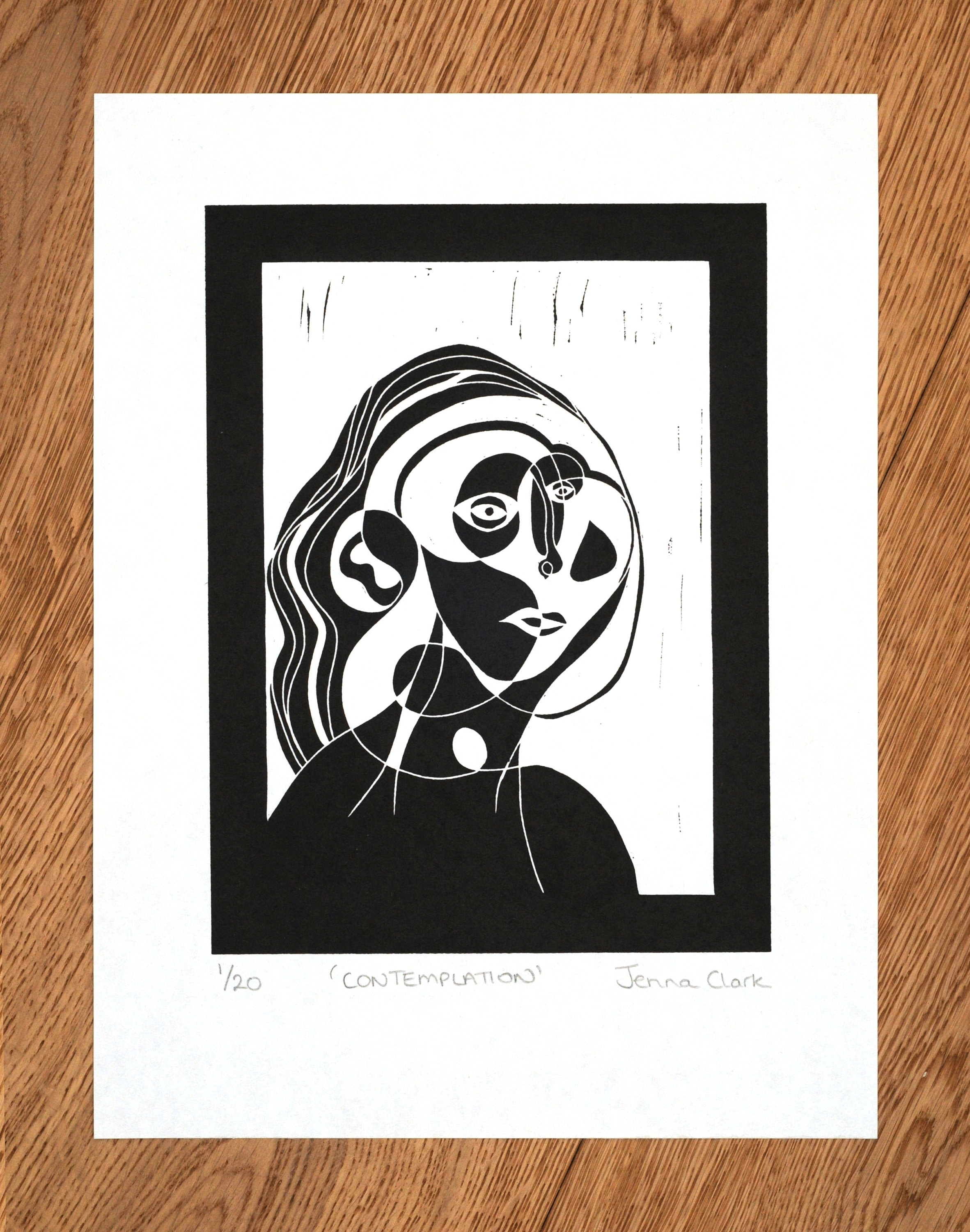 An Original, Limited Edition, Abstract Woman, Lino Print, Hand Printed ...