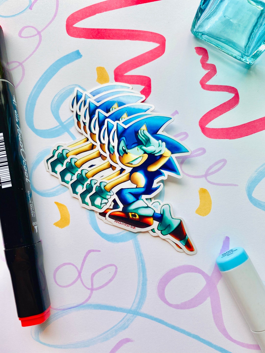 Sonic the Hedgehog Sticker // Stationary, Glossy Sticker, Illustration ...