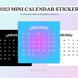2023 Mini Calendar Stickers Sunday and Monday Start Calendar Stickers ...
