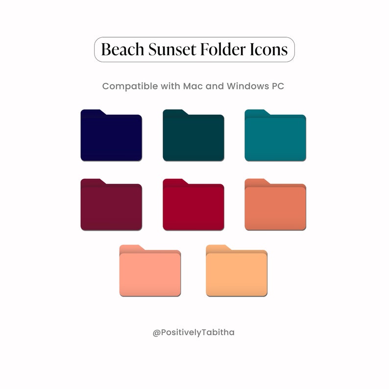 Beach Sunset Desktop Icons INSTANT DOWNLOAD Mac Folders - Etsy