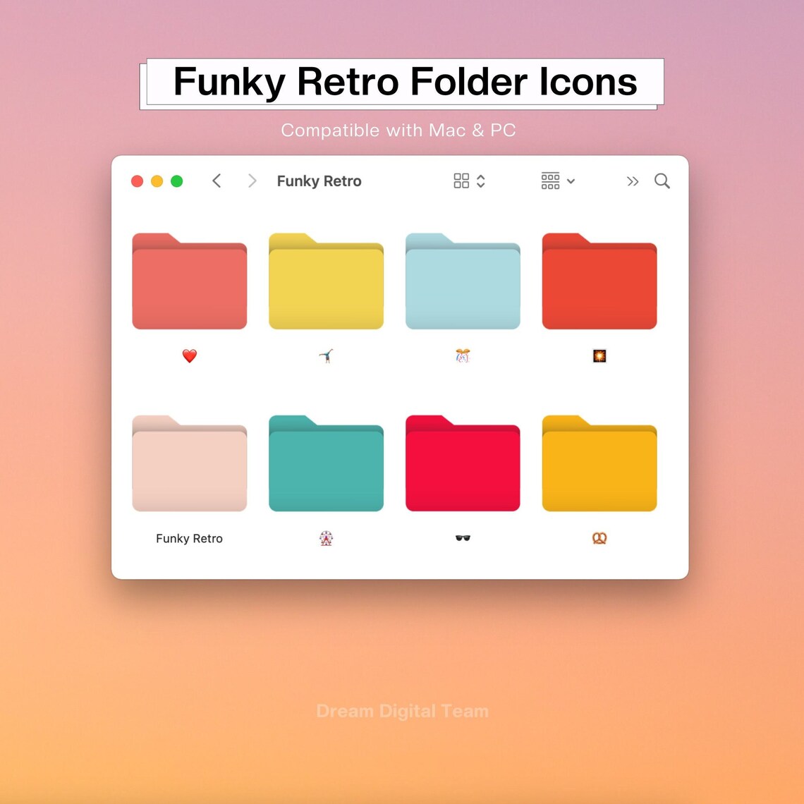 Funky Retro Desktop Icons, INSTANT DOWNLOAD, Folder Icons for Mac and ...