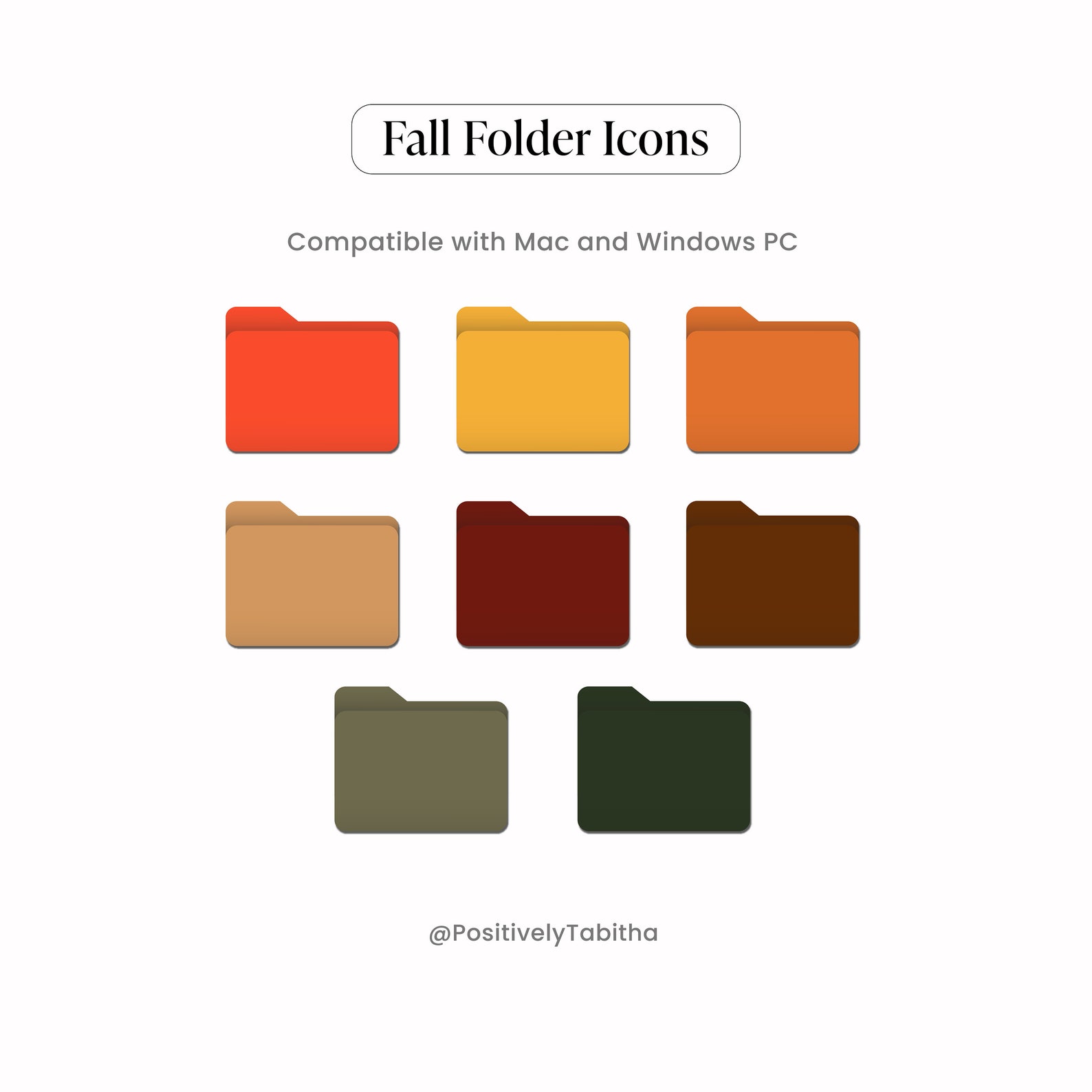 Fall Tone Folder Desktop Icons INSTANT DOWNLOAD Fall | Etsy